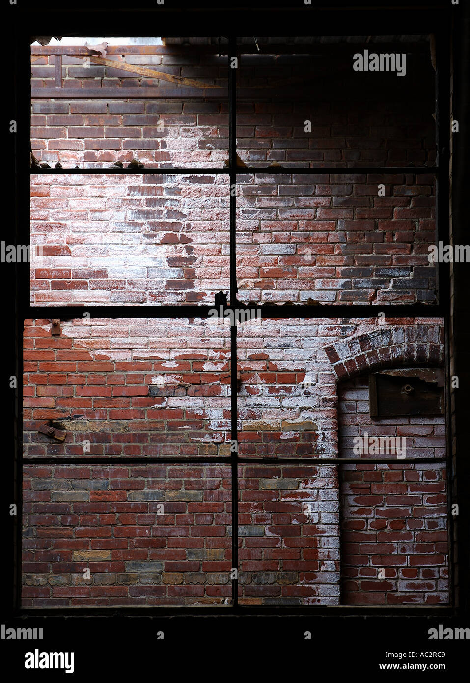 Brick wall through a brickworks factory window Toronto Stock Photo - Alamy