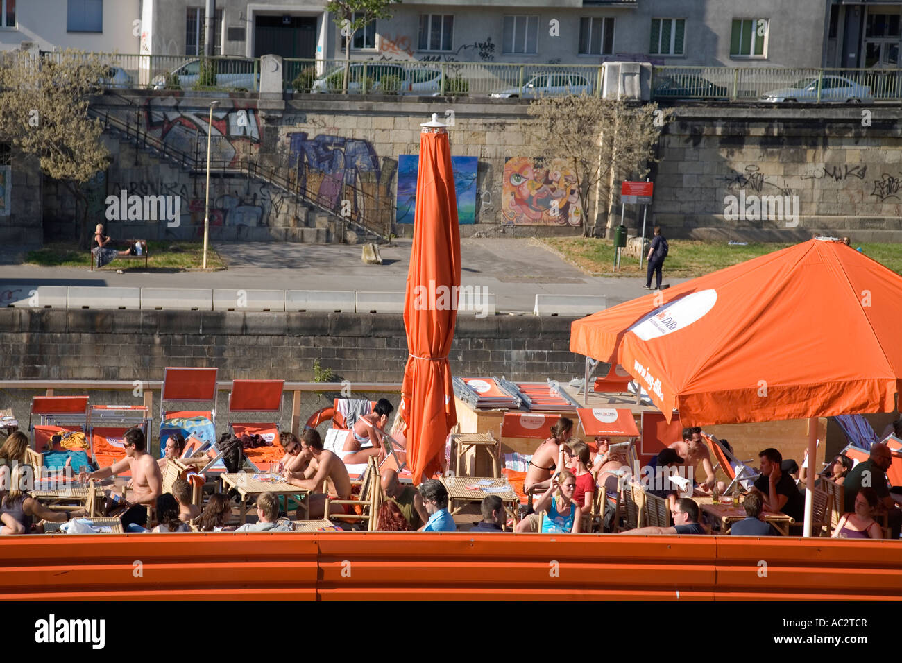 Vienna Badeschiff Wien Donau river Stock Photo - Alamy
