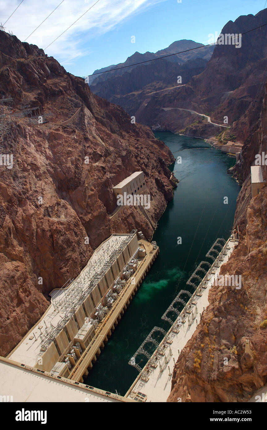 Hoover Dam electricity generators and Colorado River USA Stock Photo ...