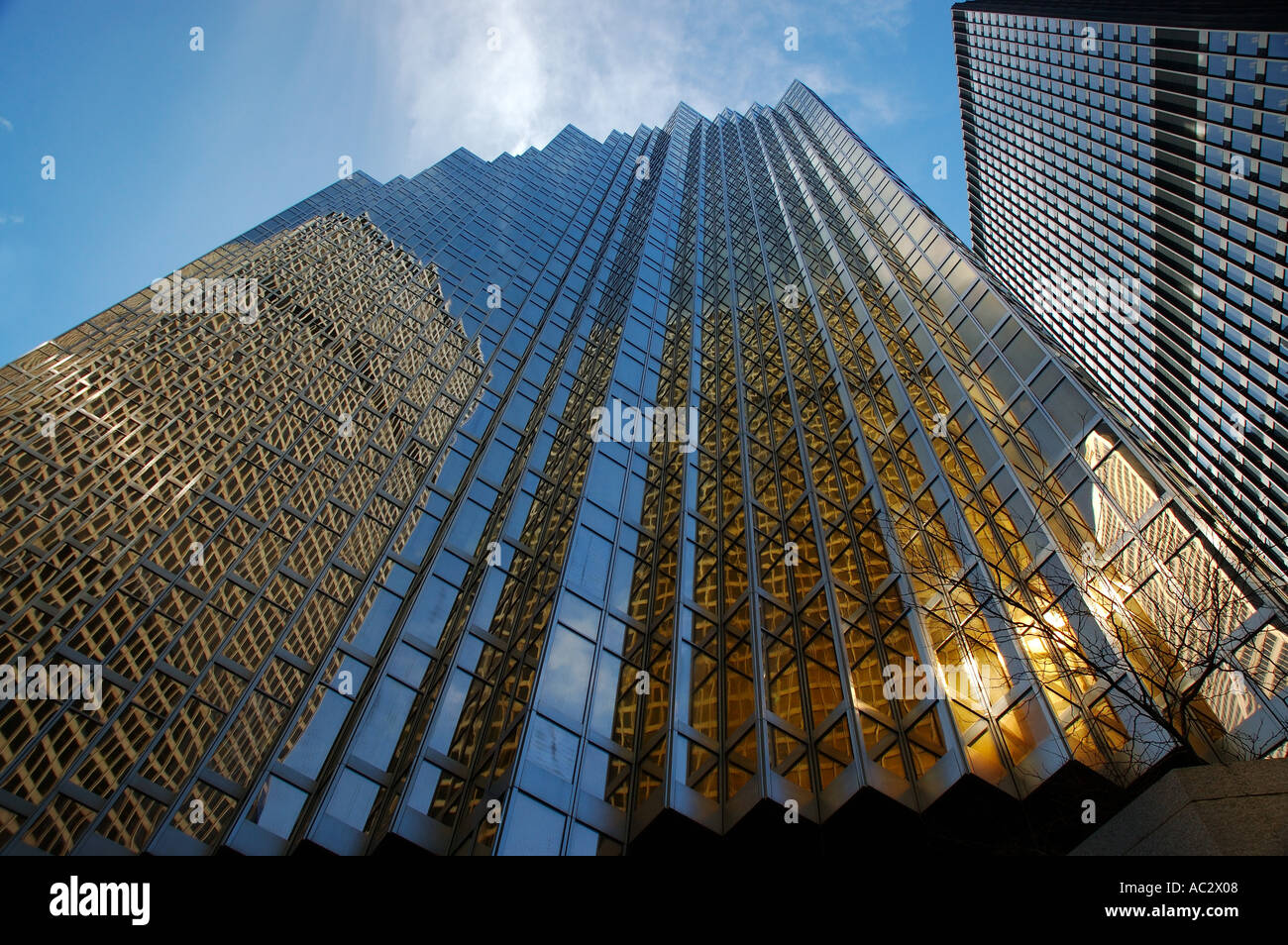 Looking up at Tall gold bank towers in Toronto Stock Photo - Alamy