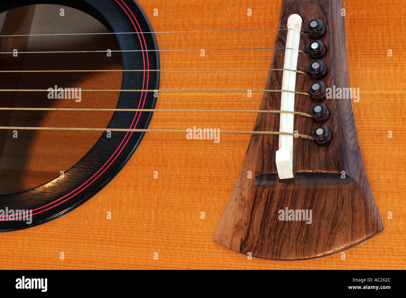 six string Acoustic guitar sound board and hole Stock Photo - Alamy