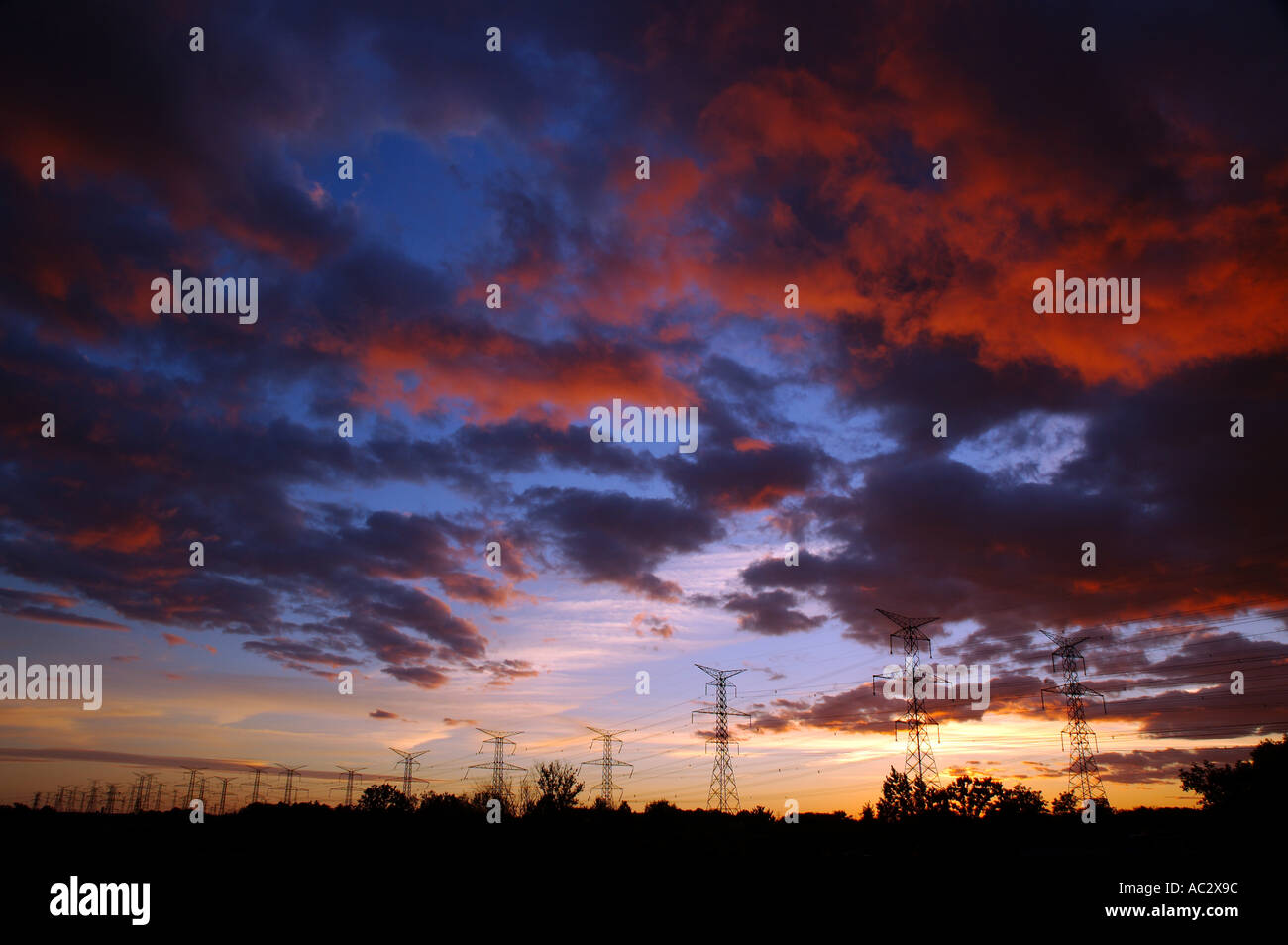 Hydro electric towers at sunset hi-res stock photography and images - Alamy