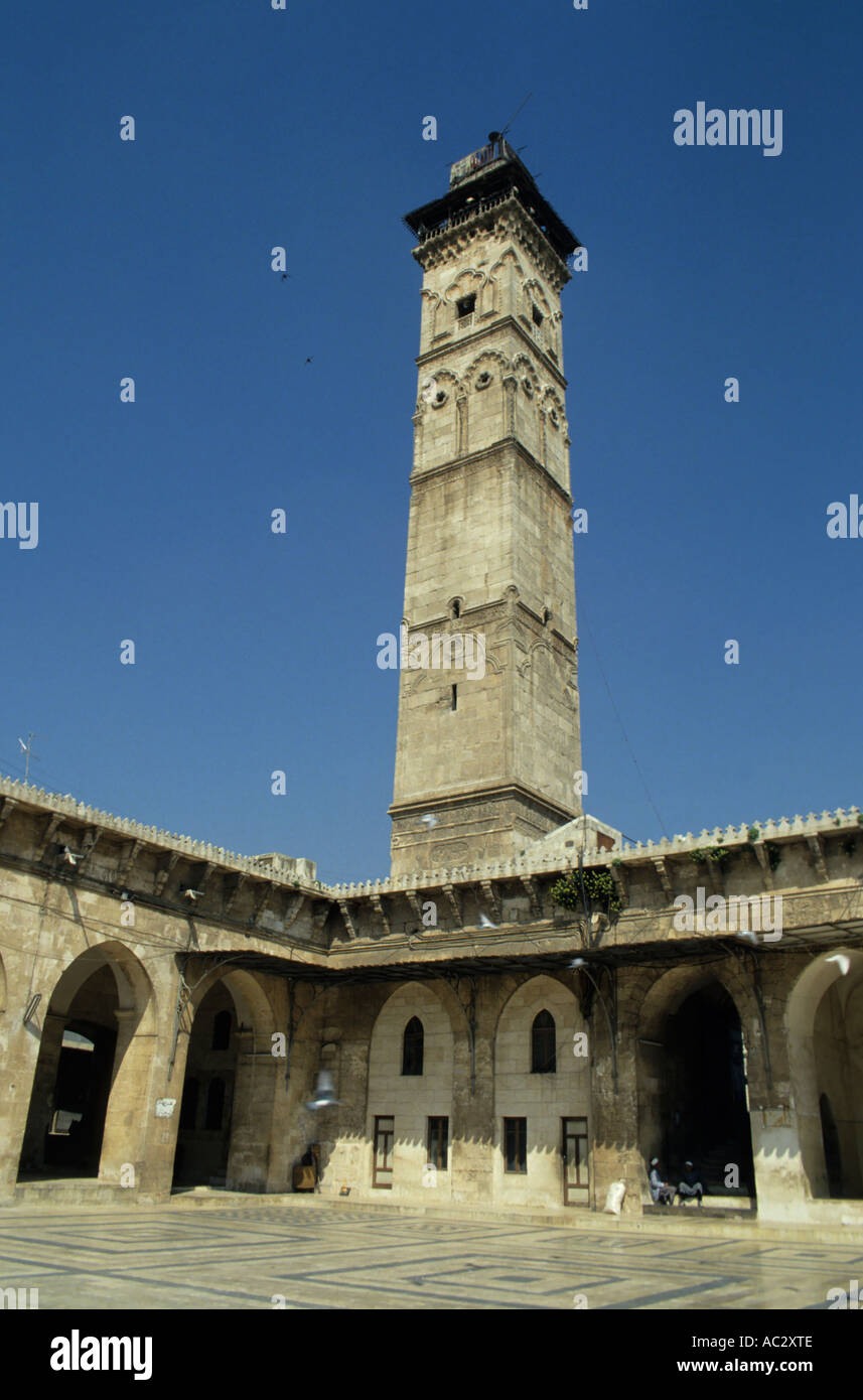 People in the courtyard of the Great Mosque of Aleppo, Aleppo, Syria ...