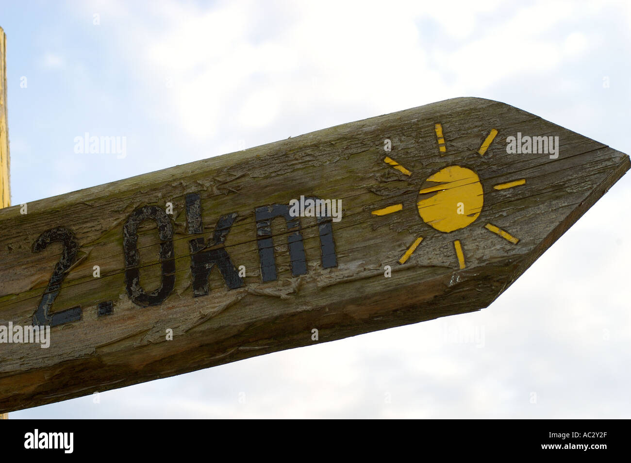 sign 2 km to the sun Stock Photo - Alamy