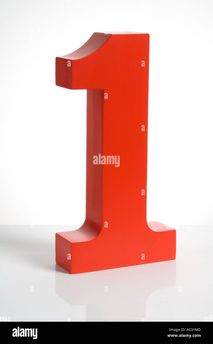 Red Number 1 on White Background Stock Photo - Alamy