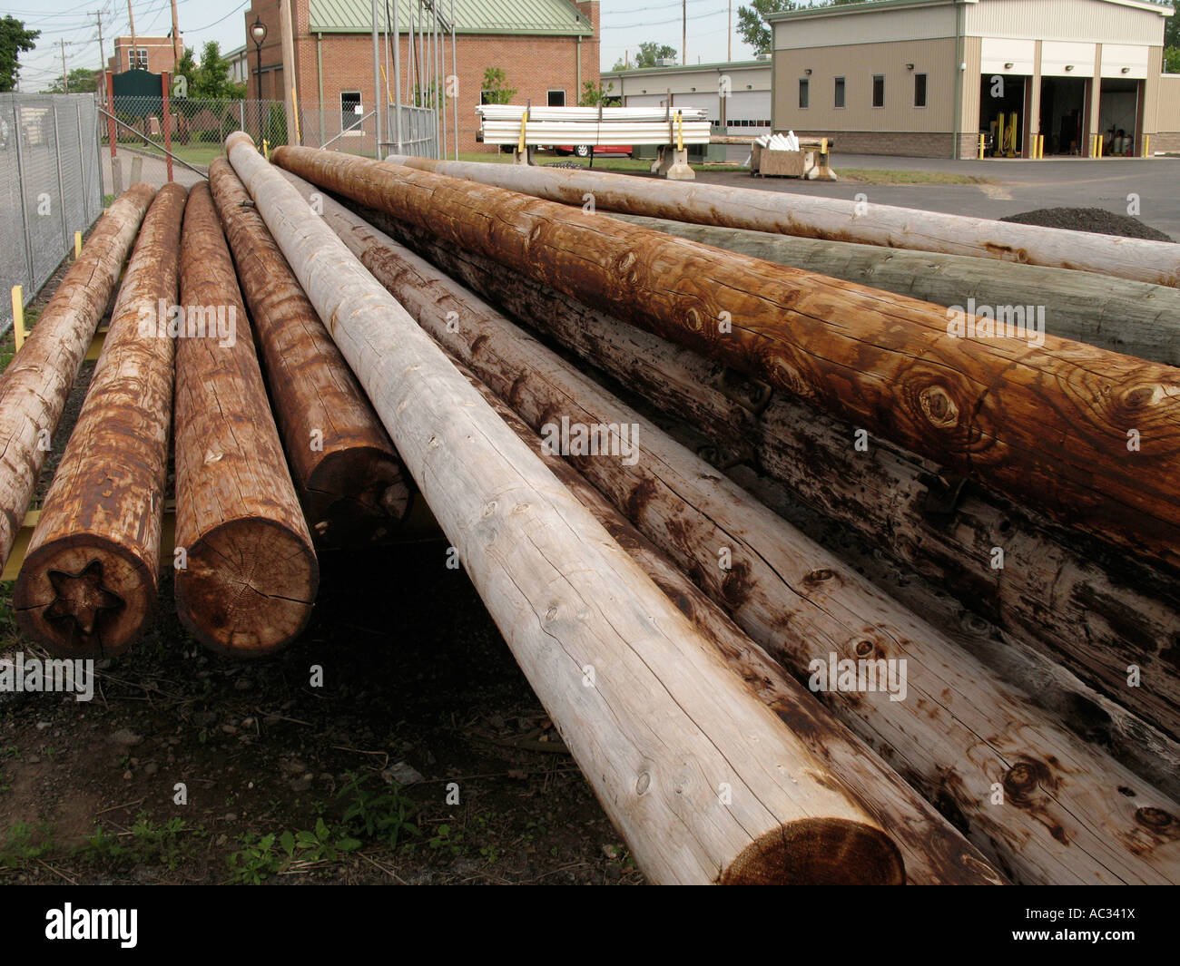 Telephone pole storage Stock Photo - Alamy