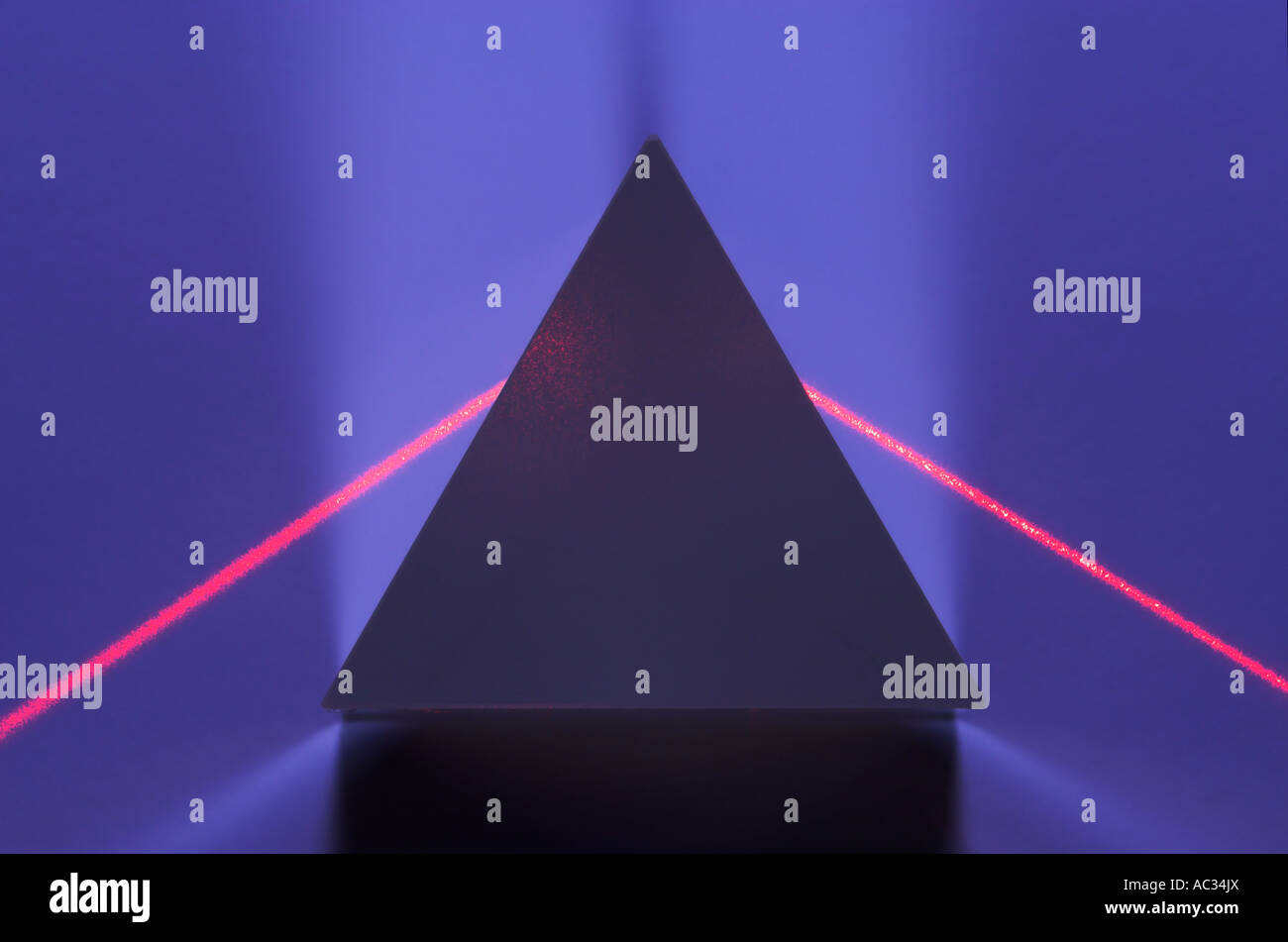 Equilateral prism deflecting red laser beam Stock Photo - Alamy