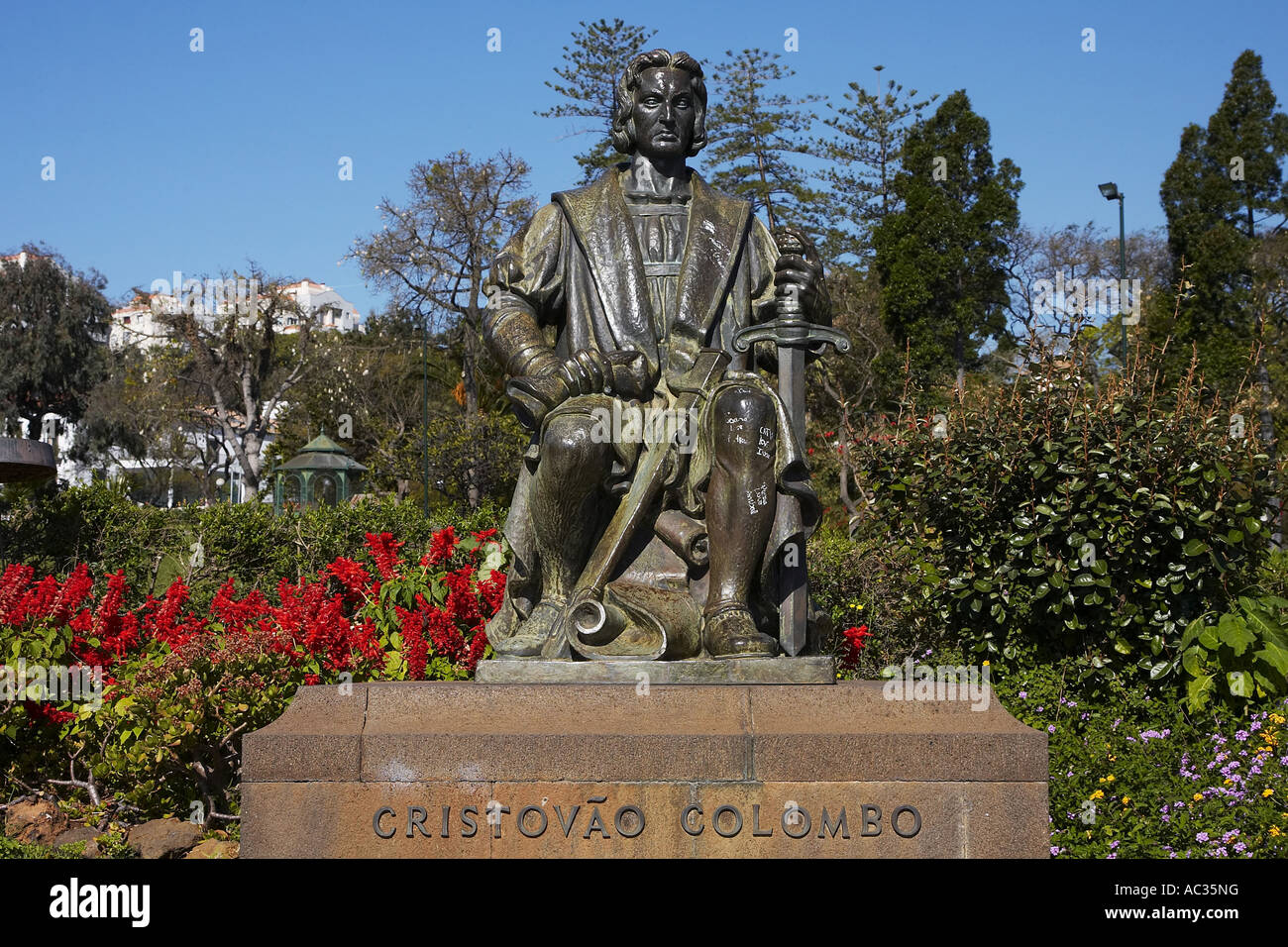 statue of Columbus, Portugal, Madeira, Funchal Stock Photo - Alamy