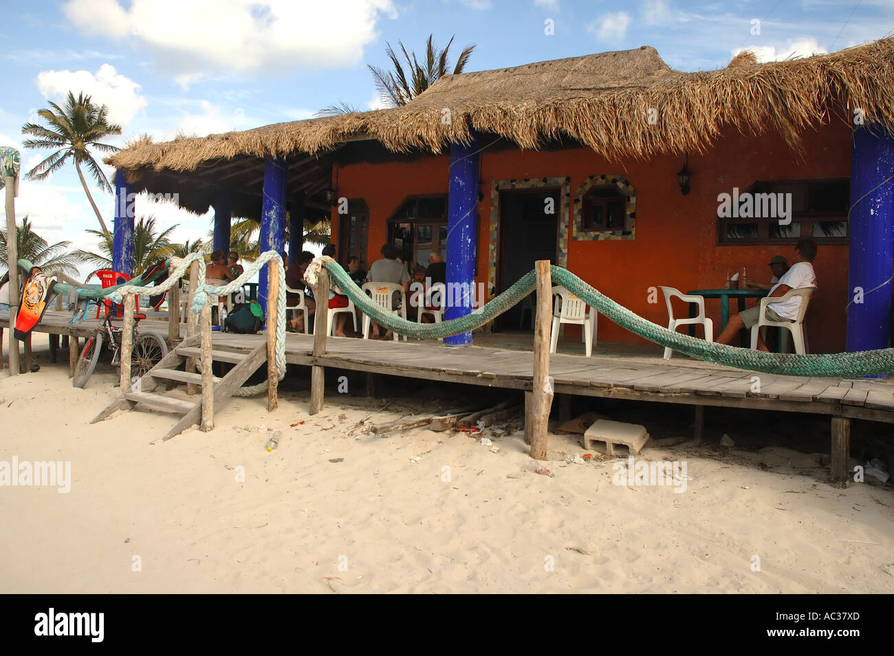Patrons visit a small restaurant in Punta Allen, Mexico Stock Photo - Alamy