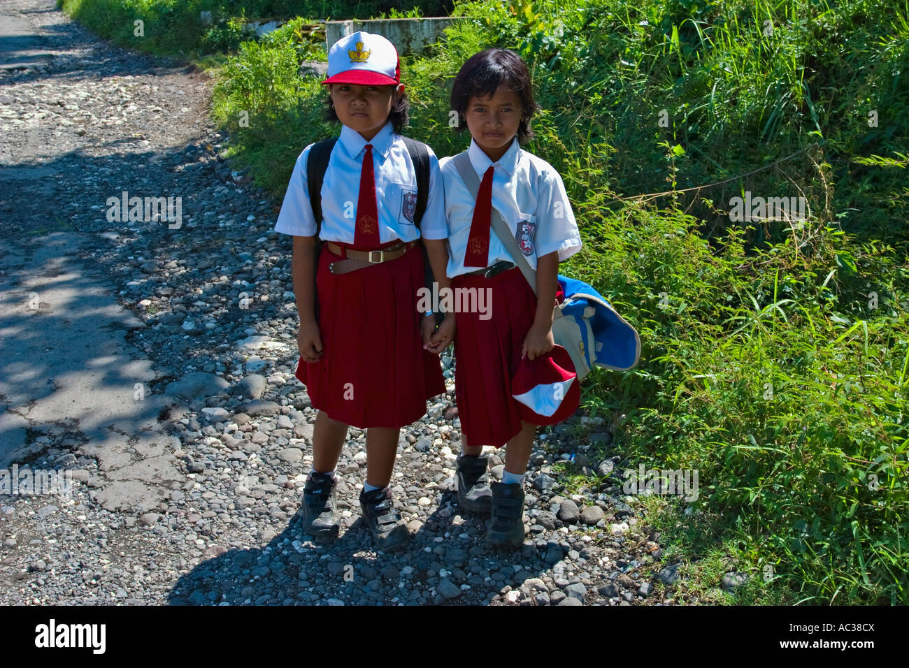 Indonesian children in school uniforms, Kalibaru, Java, Indonesia, Asia ...