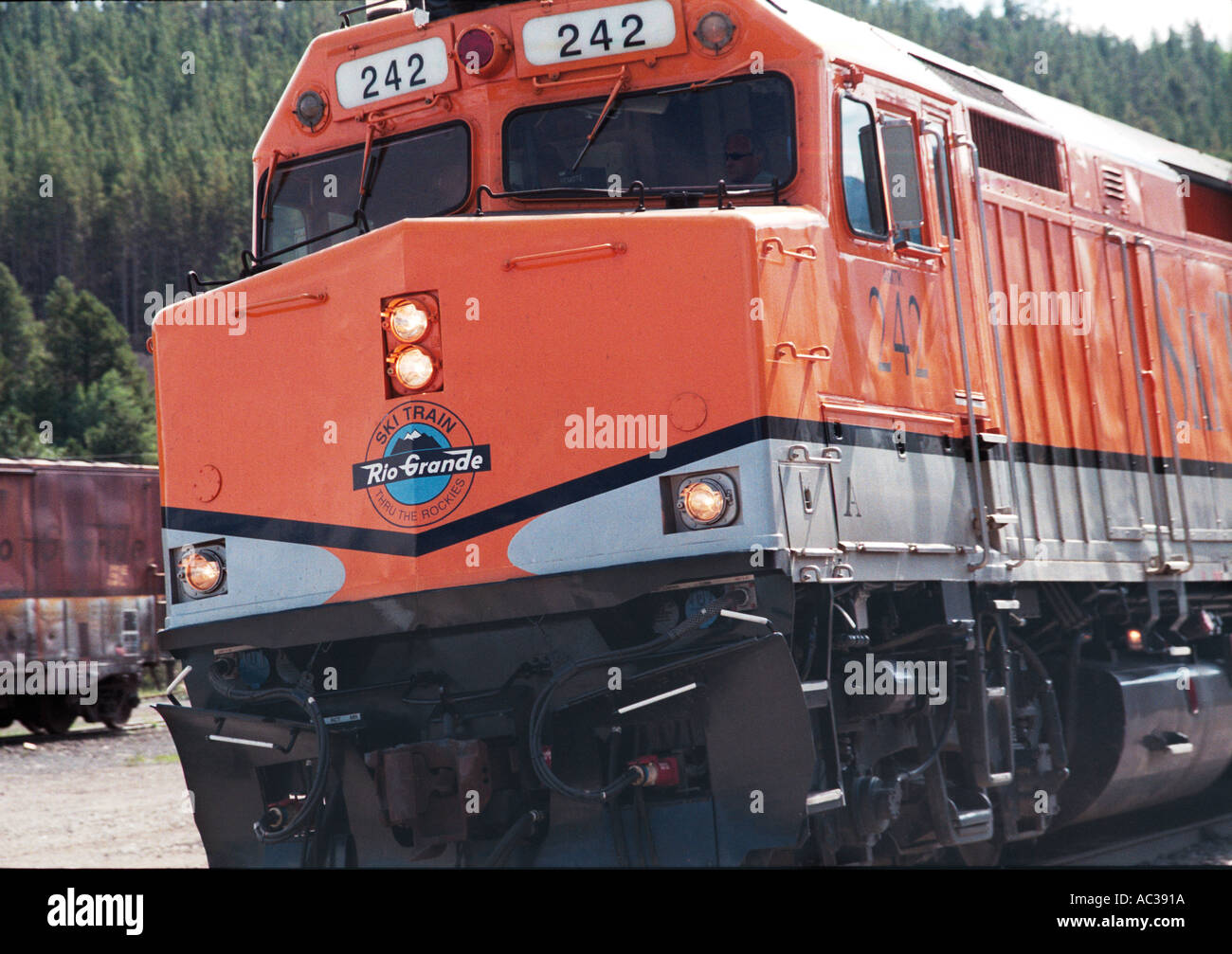 Rio Grande Locomotive approaching Winter Park Ski Area Stock Photo - Alamy