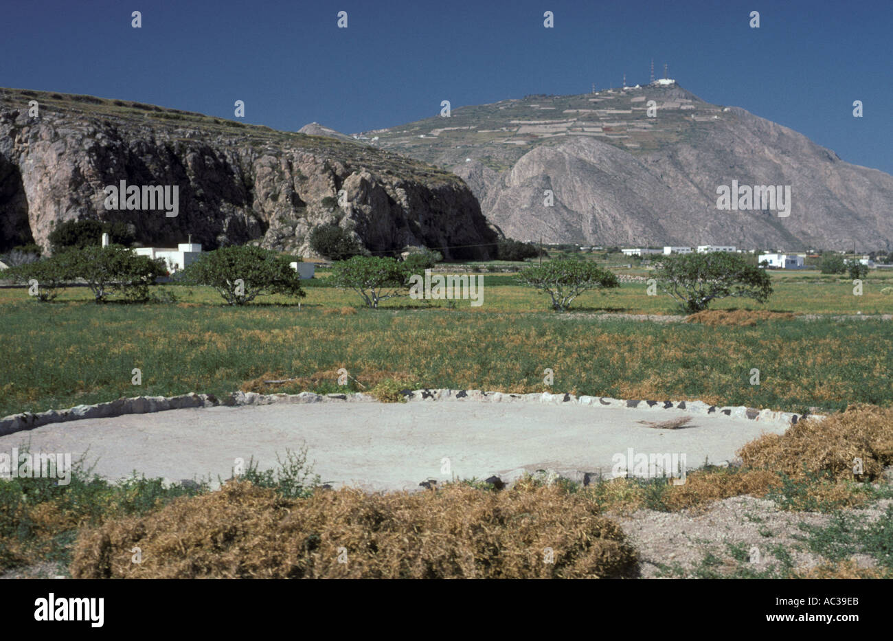 Traditional threshing place on Santorini Greece Stock Photo - Alamy