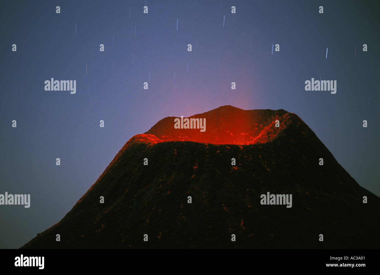 Erupting crater of Ol Doinyo Lengai volcano Tanzania Africa Weak red ...