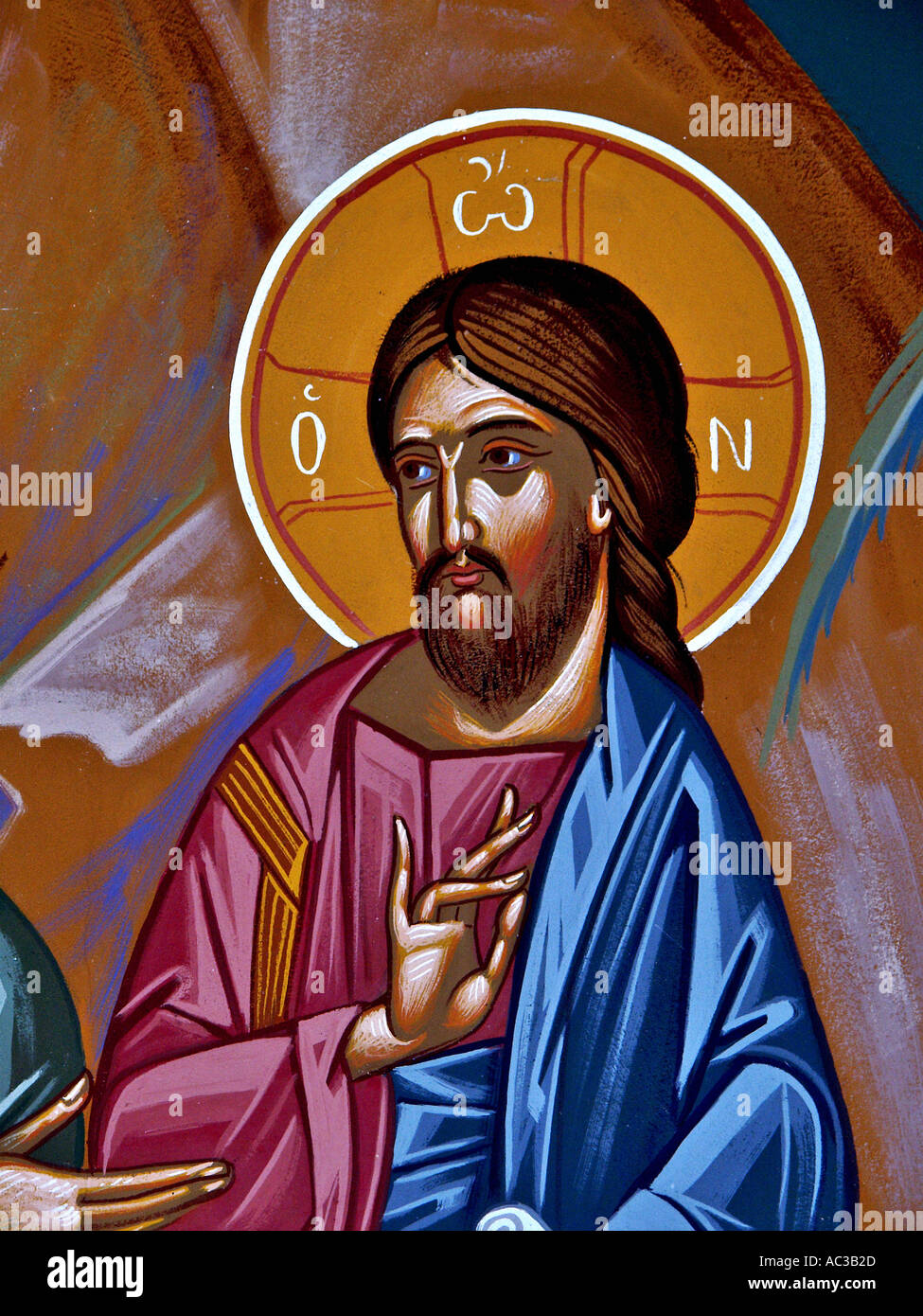 Jesus Christ blessing portrait wall illustration Crete Krete island ...