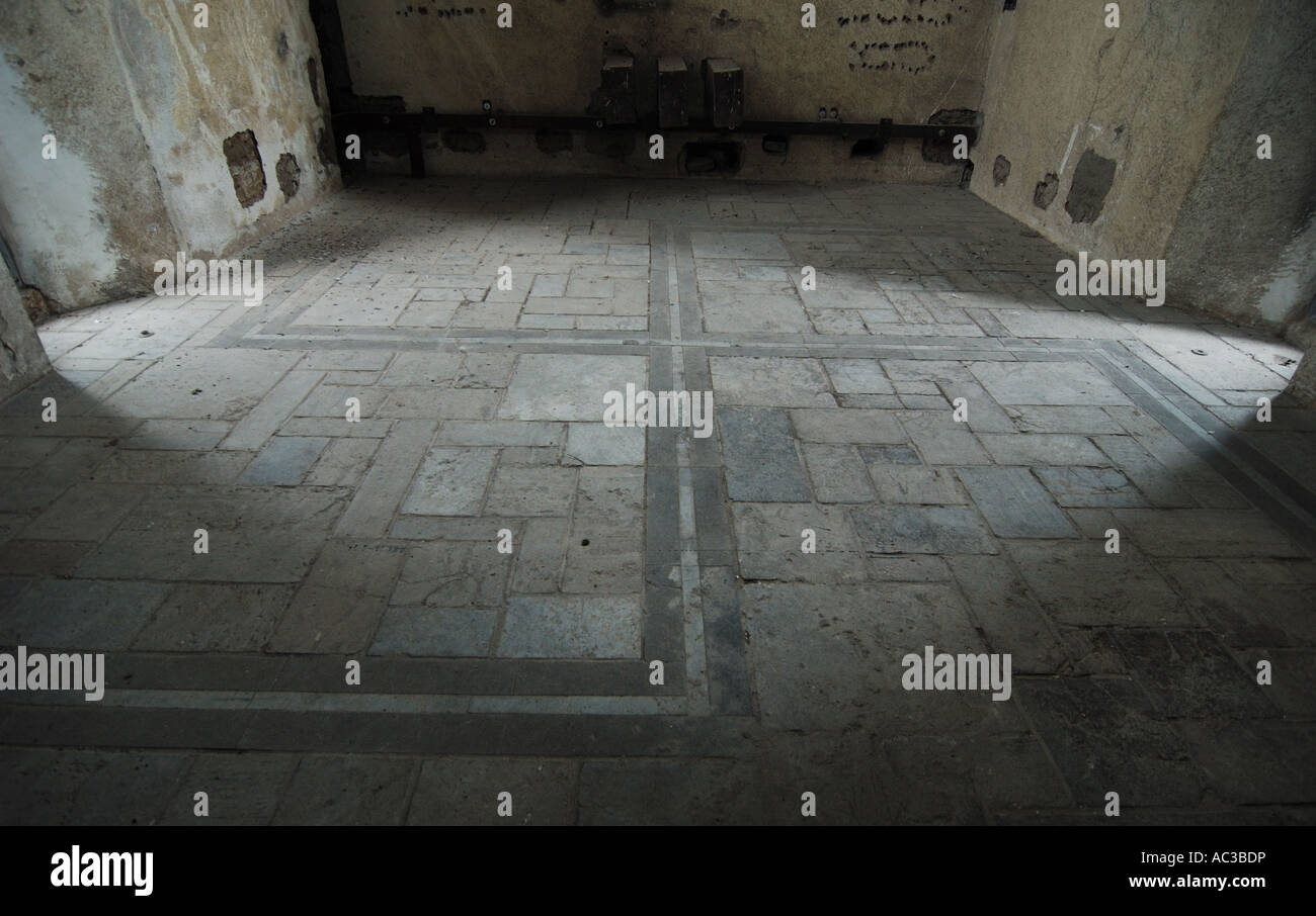 Nazi swastika laid into floor of chamber, Vogelsang Nazi castle Stock ...