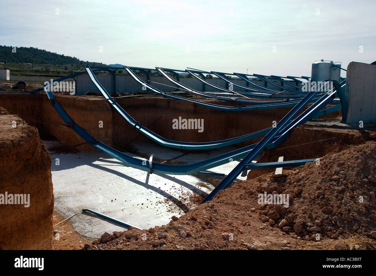collapsed steel factory structure due to high winds Stock Photo - Alamy