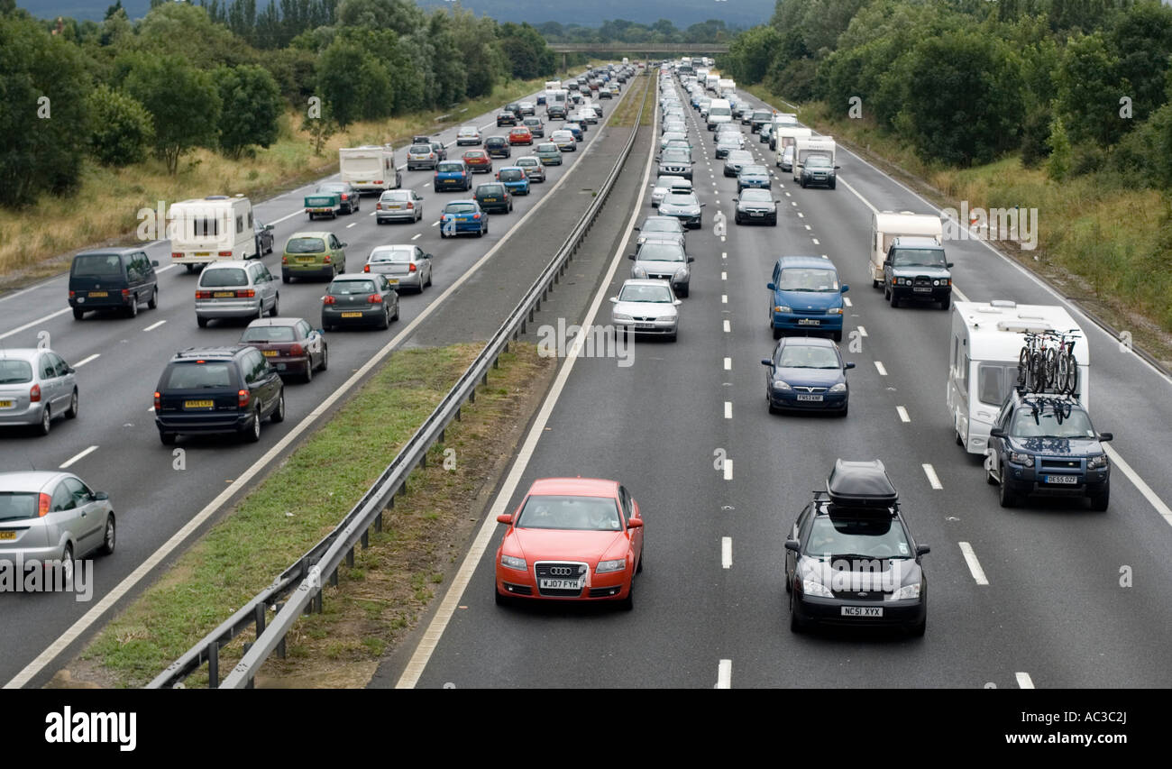Busy traffic on M5 motorway after torrential rain July 21 2007 Stoke ...