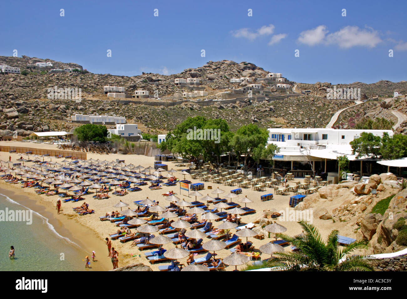 Super Paradise Beach Cyclades Island Mykonos Greece Europe Stock Photo ...