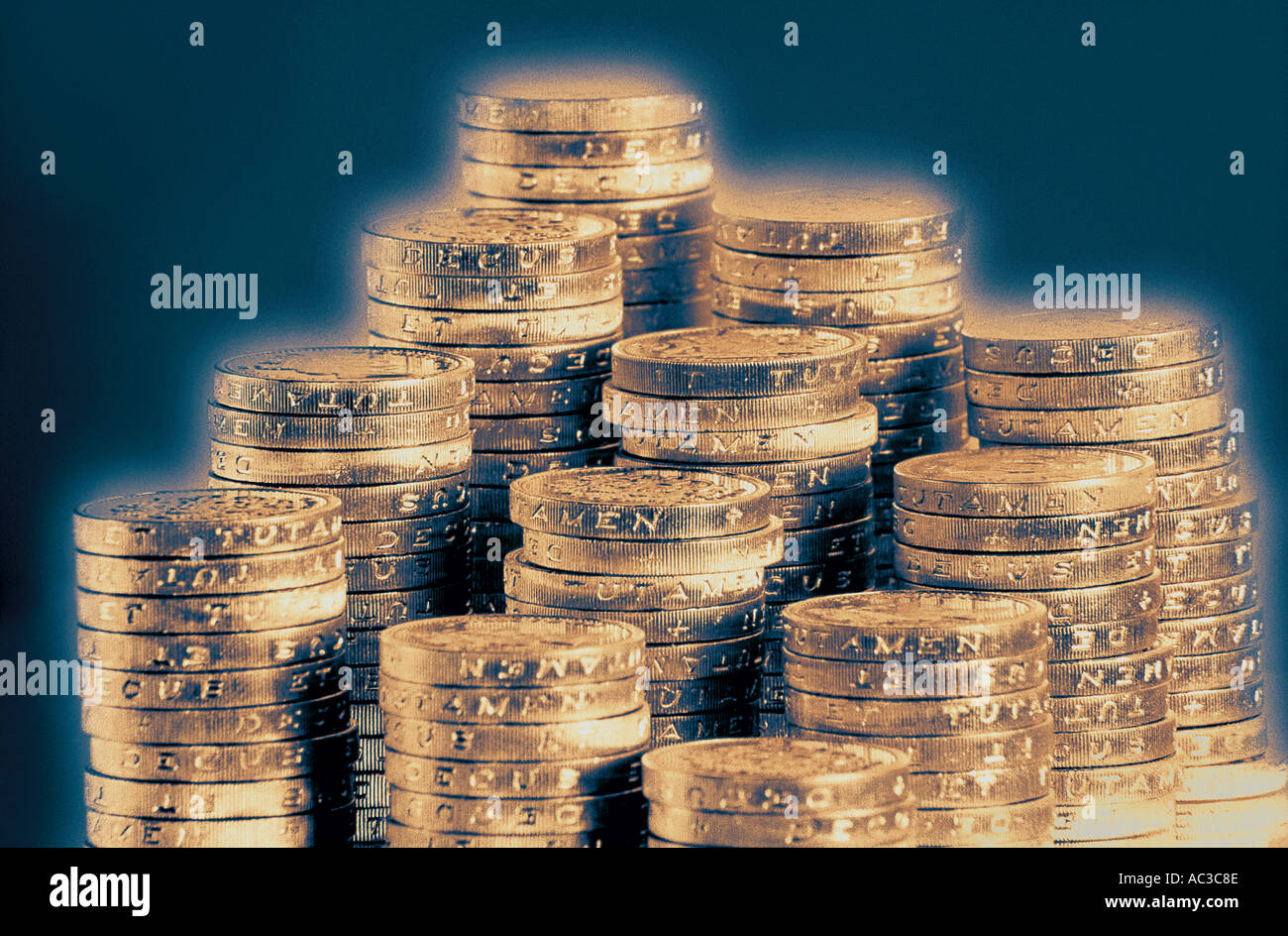 Uk stacks of Pound coins Stock Photo - Alamy
