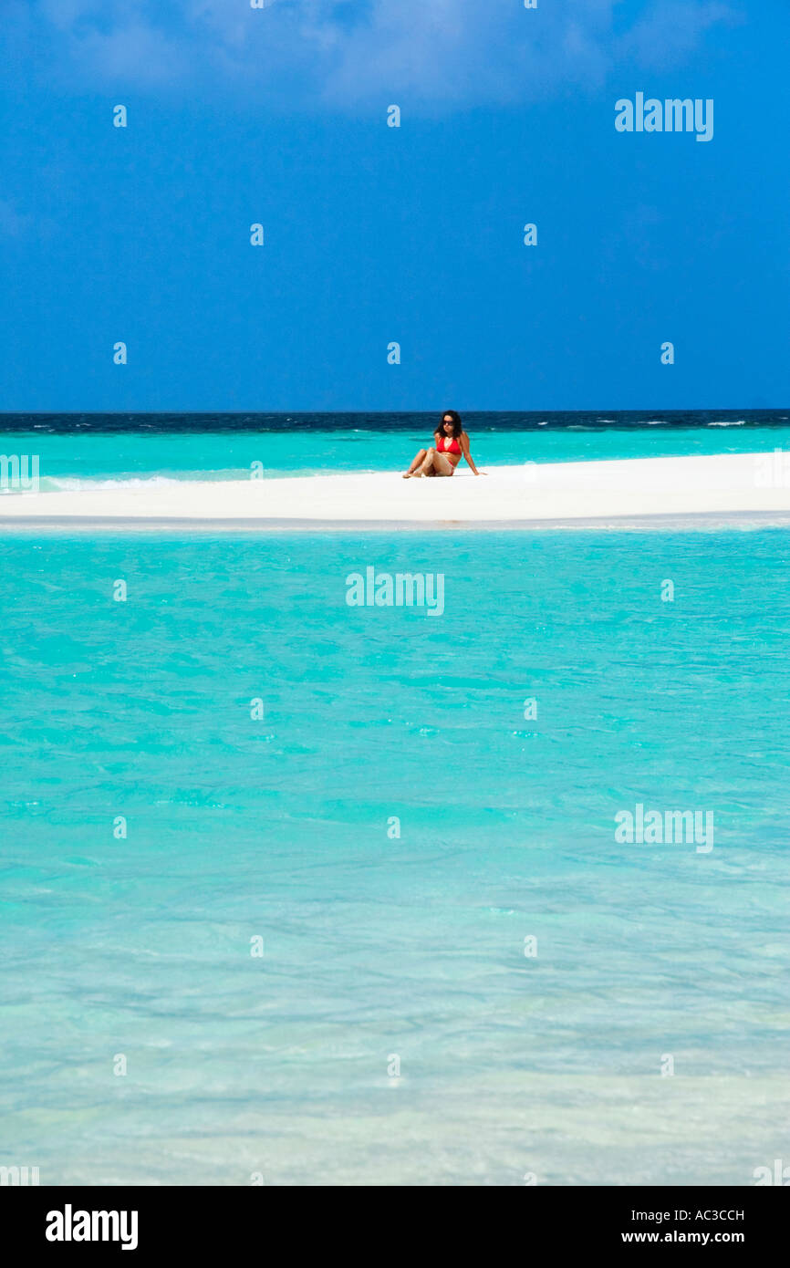 Relaxing on sandbank The Maldives Stock Photo - Alamy
