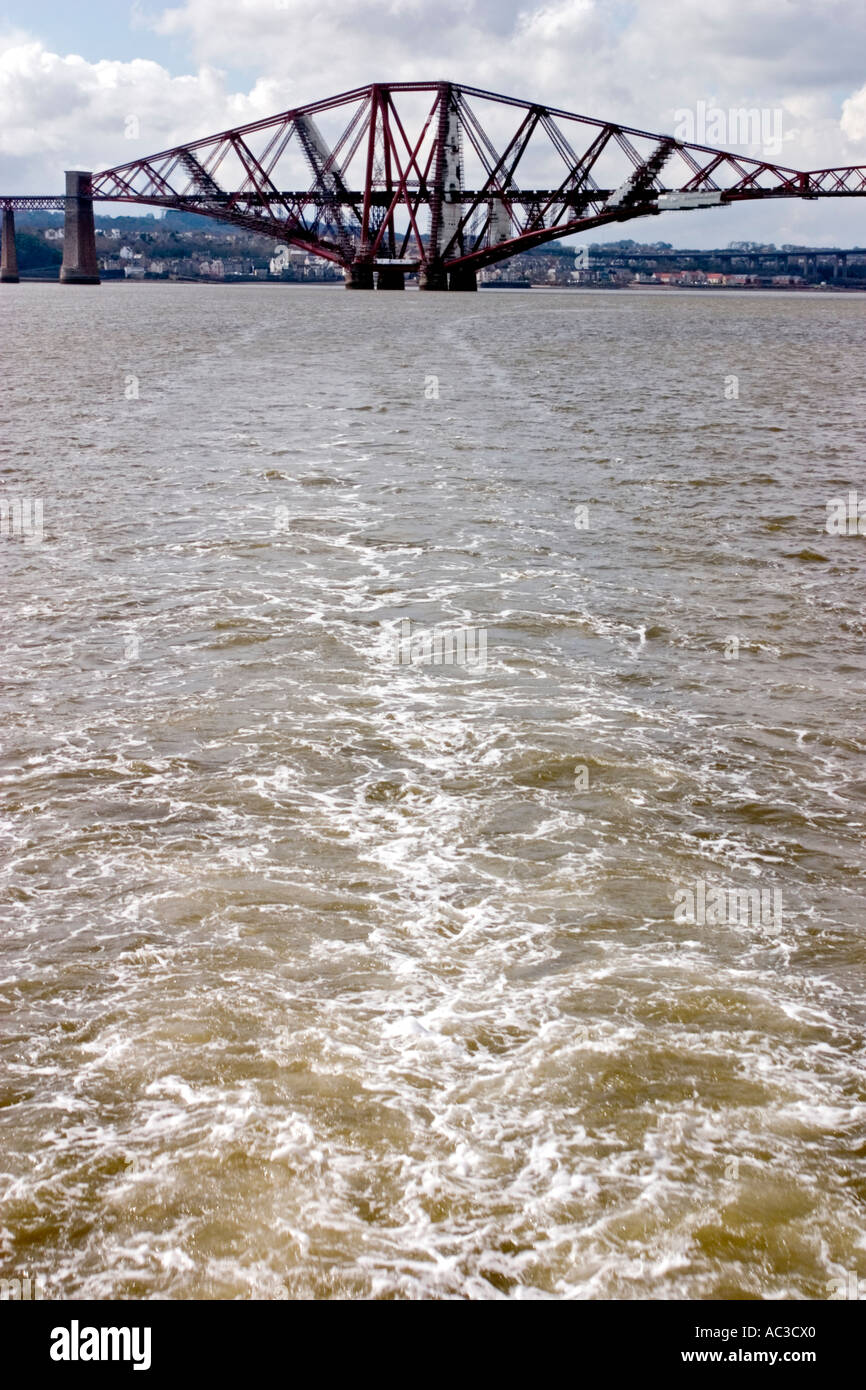 View of Forth Rail Bridge from boat sailing up Firth of Forth Stock ...