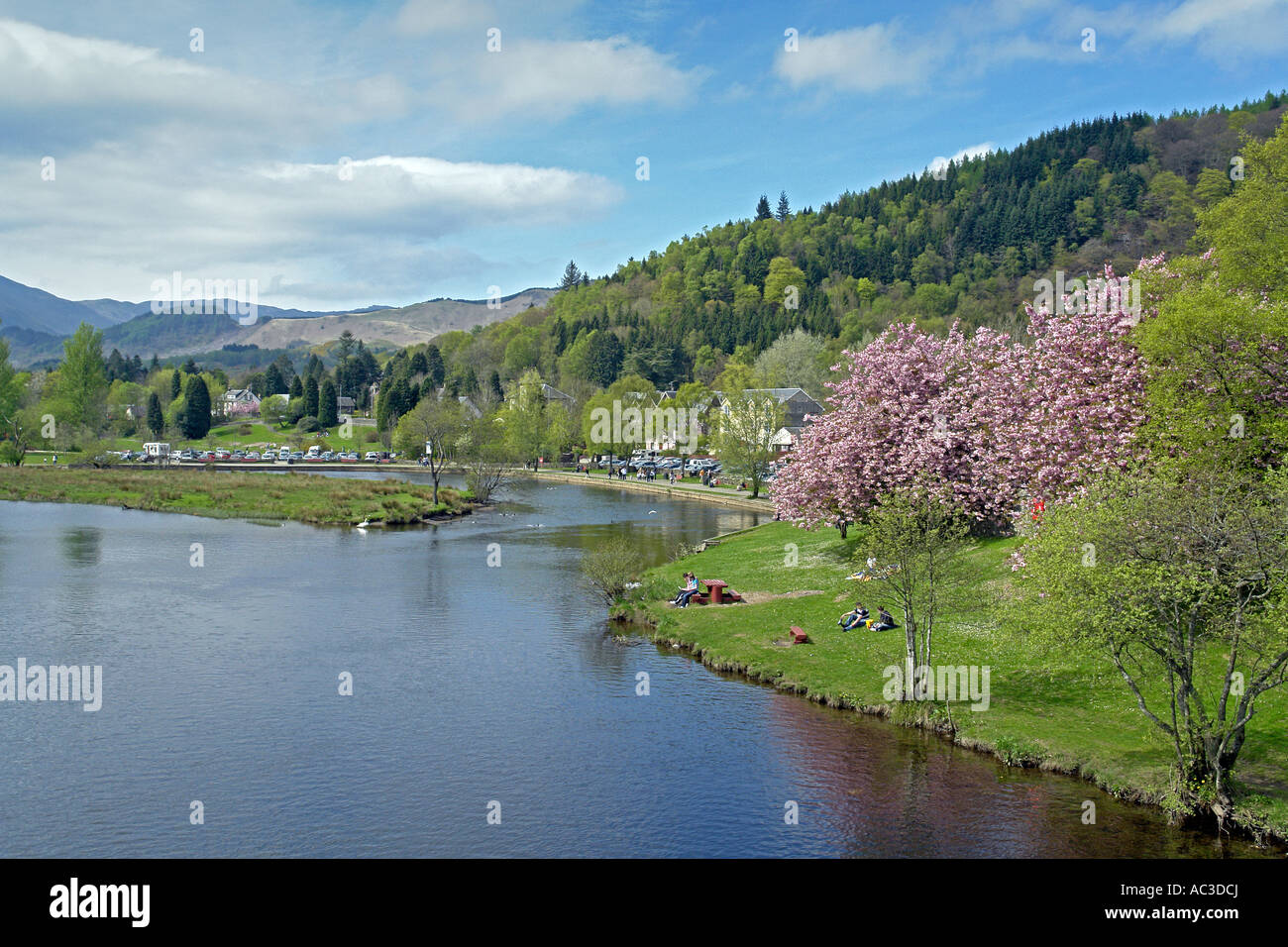 Summer sunshine at River Teith Callander Stock Photo - Alamy