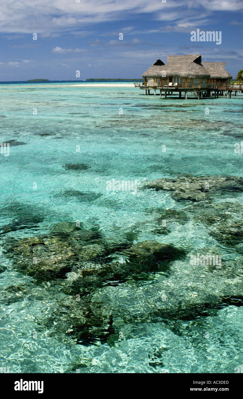 Tropical lagoon in Tahiti in French Polynesia, South Pacific Stock ...