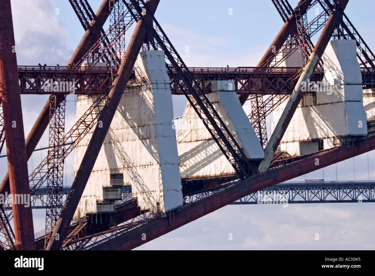 Scaffolding on Forth Rail Bridge for extensive repair work undertaken ...