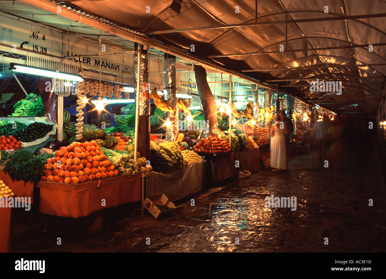 Fruit and vegetable market at night Bodrum Turkey Stock Photo - Alamy