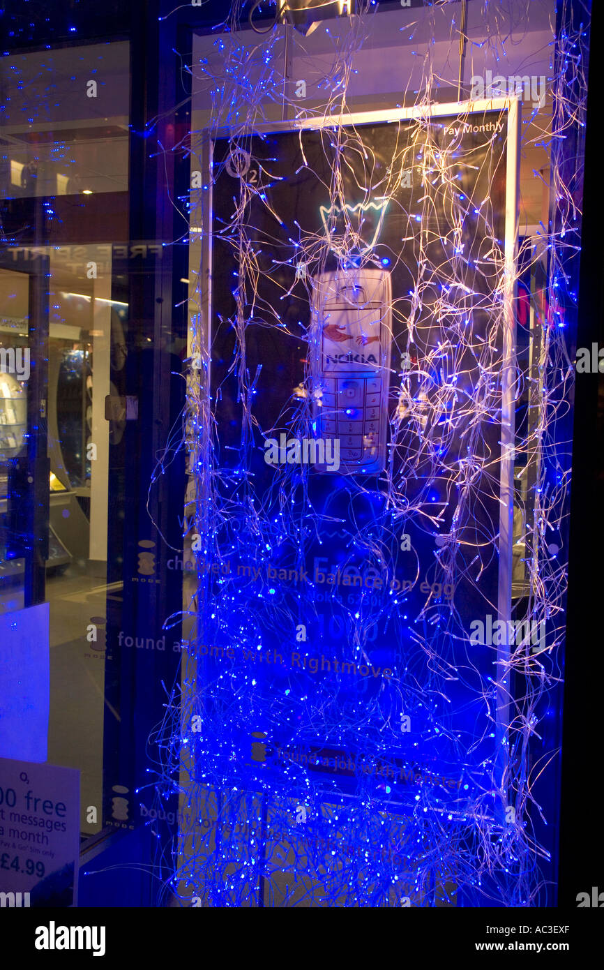 "Blue Lites",Light,"Shop Window Display",O2,UK,GB Stock Photo - Alamy