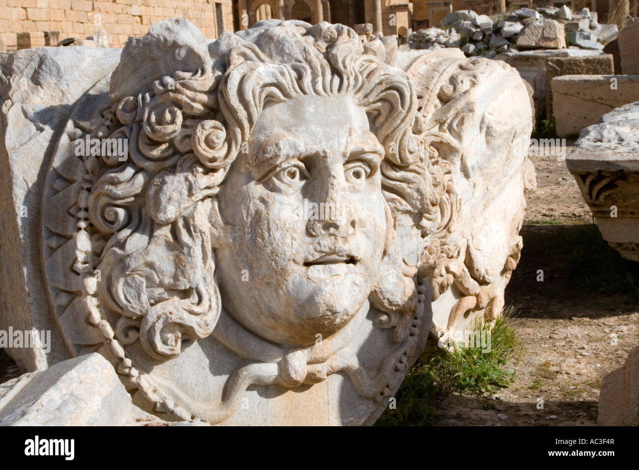 Leptis Magna, Libya. Medusa Head, Severan Forum, 3rd century A.D Stock ...