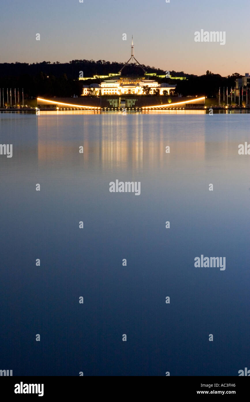 Old and New Parliament House from Lake Burley Griffin Stock Photo - Alamy