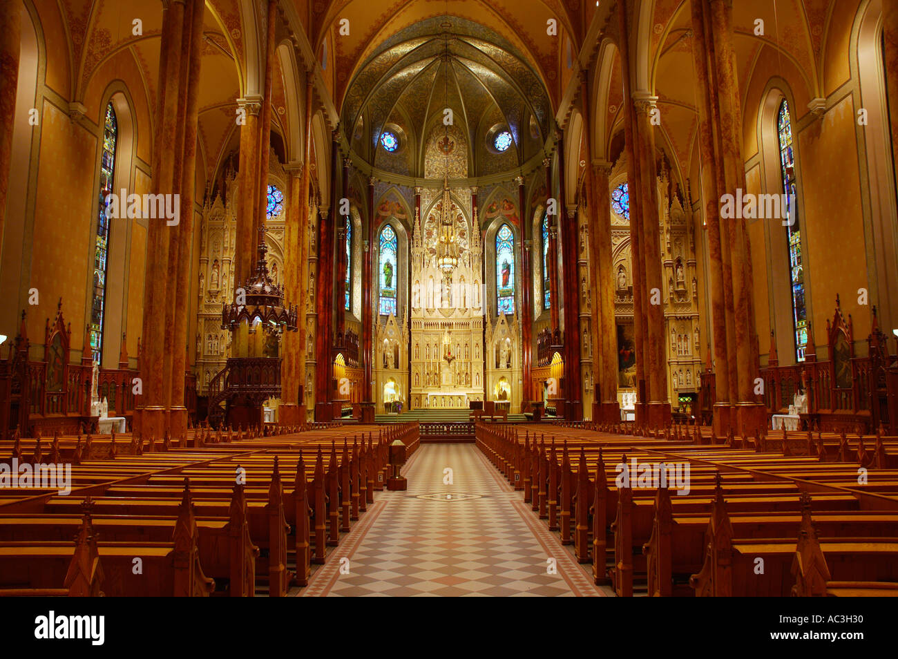 Interior of Saint Patricks Basilica Catholic church Montreal center ...
