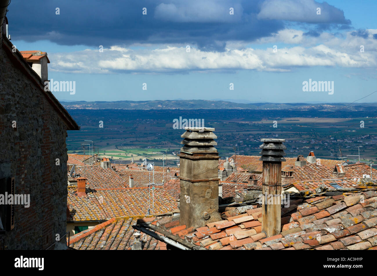 Roofs and chimneys of Cortona Tuscany region of Italy Stock Photo - Alamy