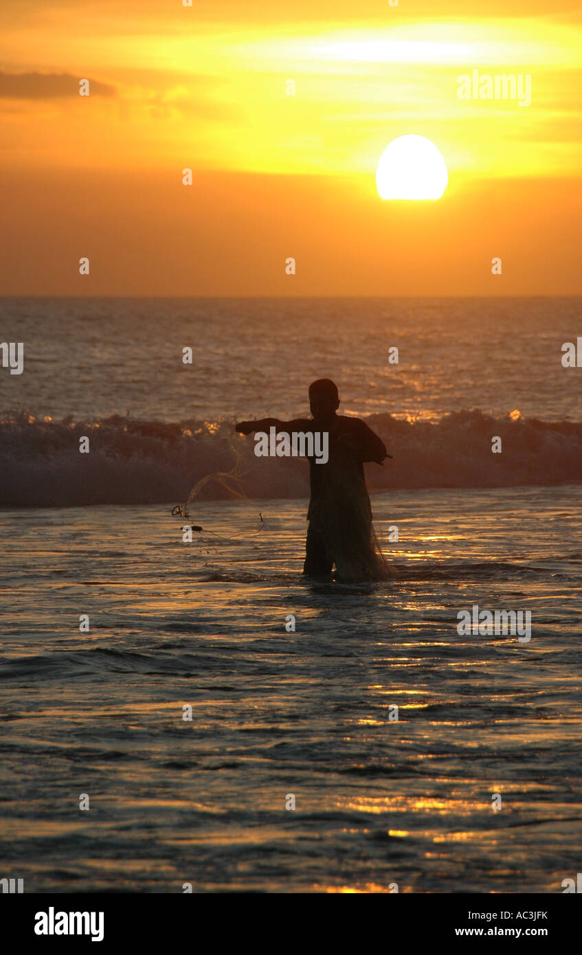 Bali Indonesia, Net fishermen Fishing from the beach of Seminyak Bali ...