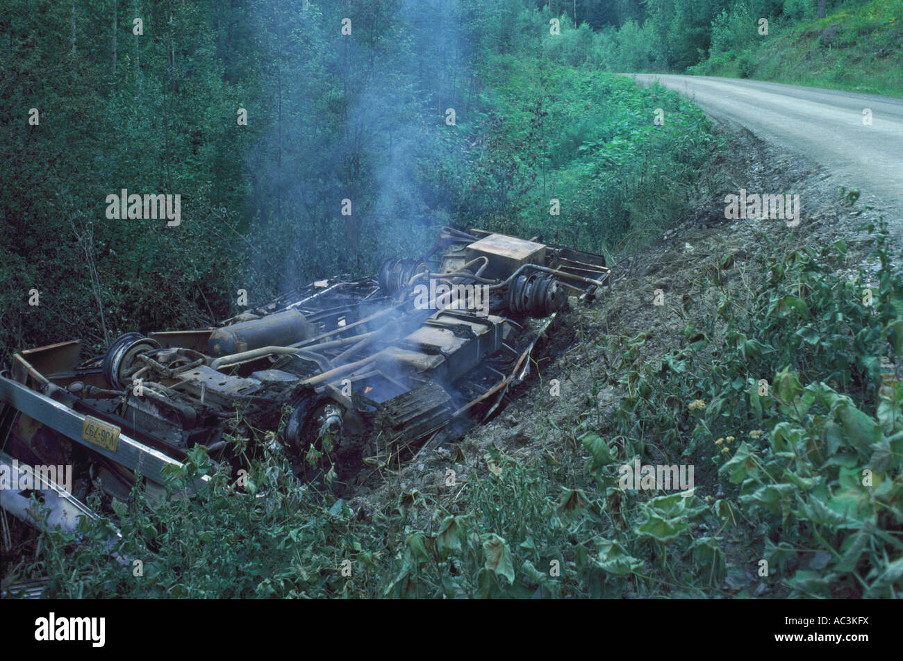 Car Crash Accident on Rural Road, British Columbia, Canada - Overturned ...