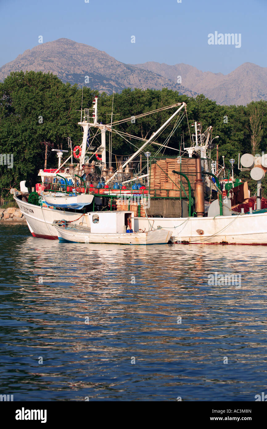 GREECE NORTH EAST AEGEAN ISLANDS SAMOTHRAKI A FISHING BOAT IN THE PORT ...