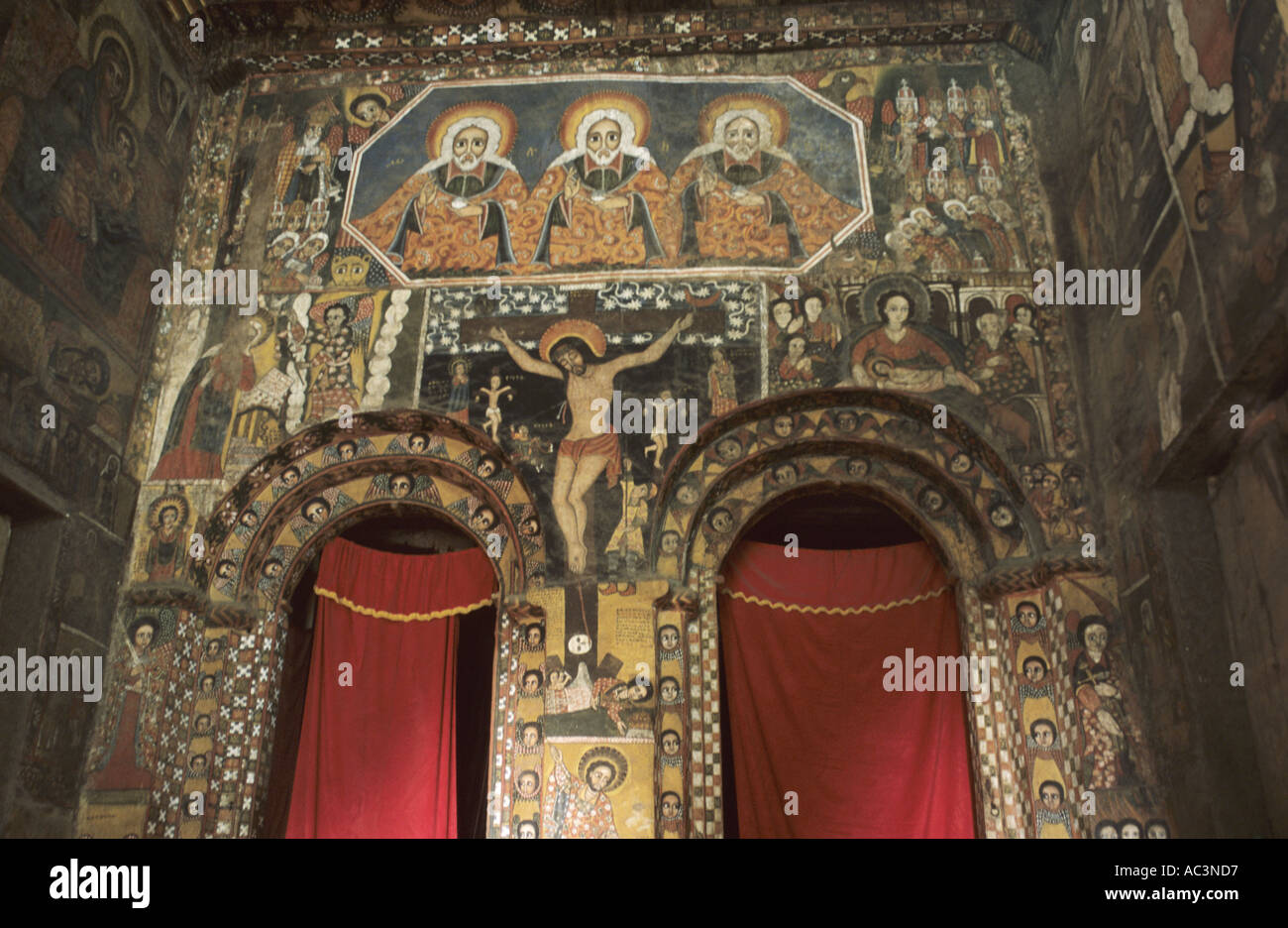Interior of the Debre Berhan Selassie Church in Gonder Ethiopia Stock ...