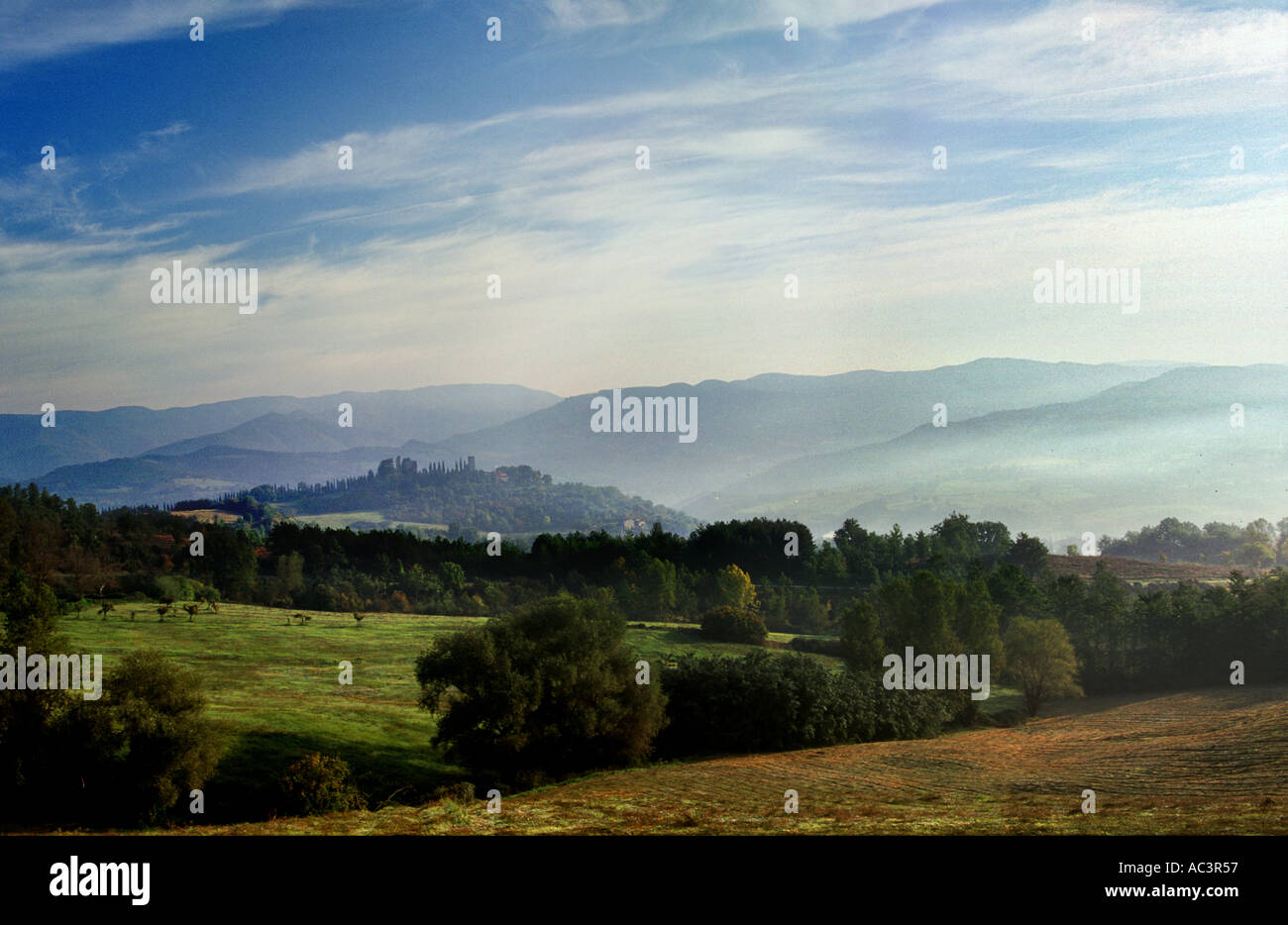 Landscape with Romena castle, Arezzo, Tuscany Stock Photo - Alamy