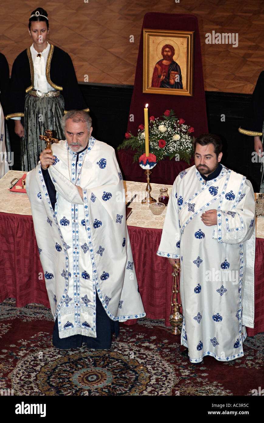 Orthodox Priests Saying Prayers During a Communion Service on Saint ...