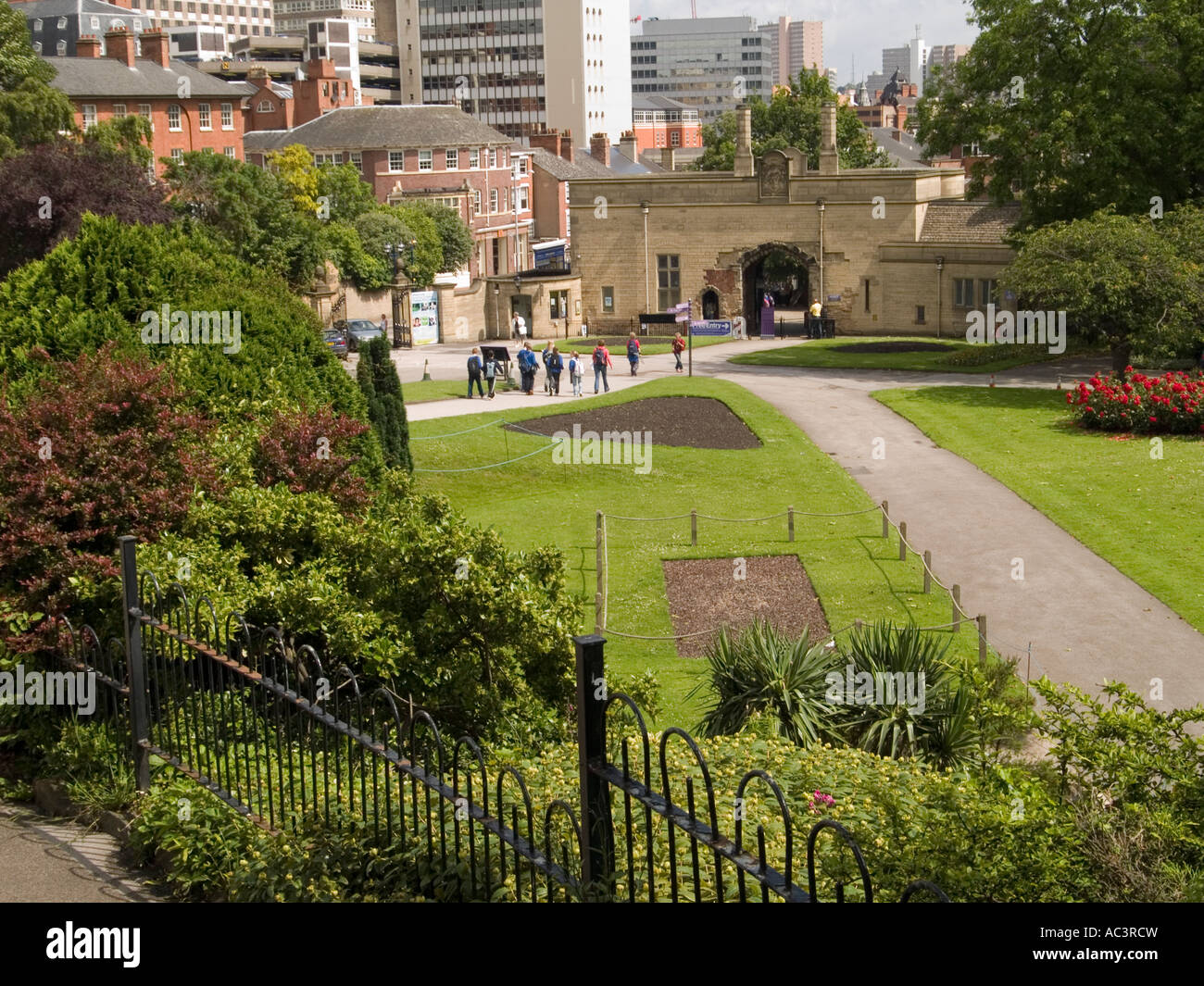 A view of the gardens from the terrace at Nottingham Castle, Nottingham ...
