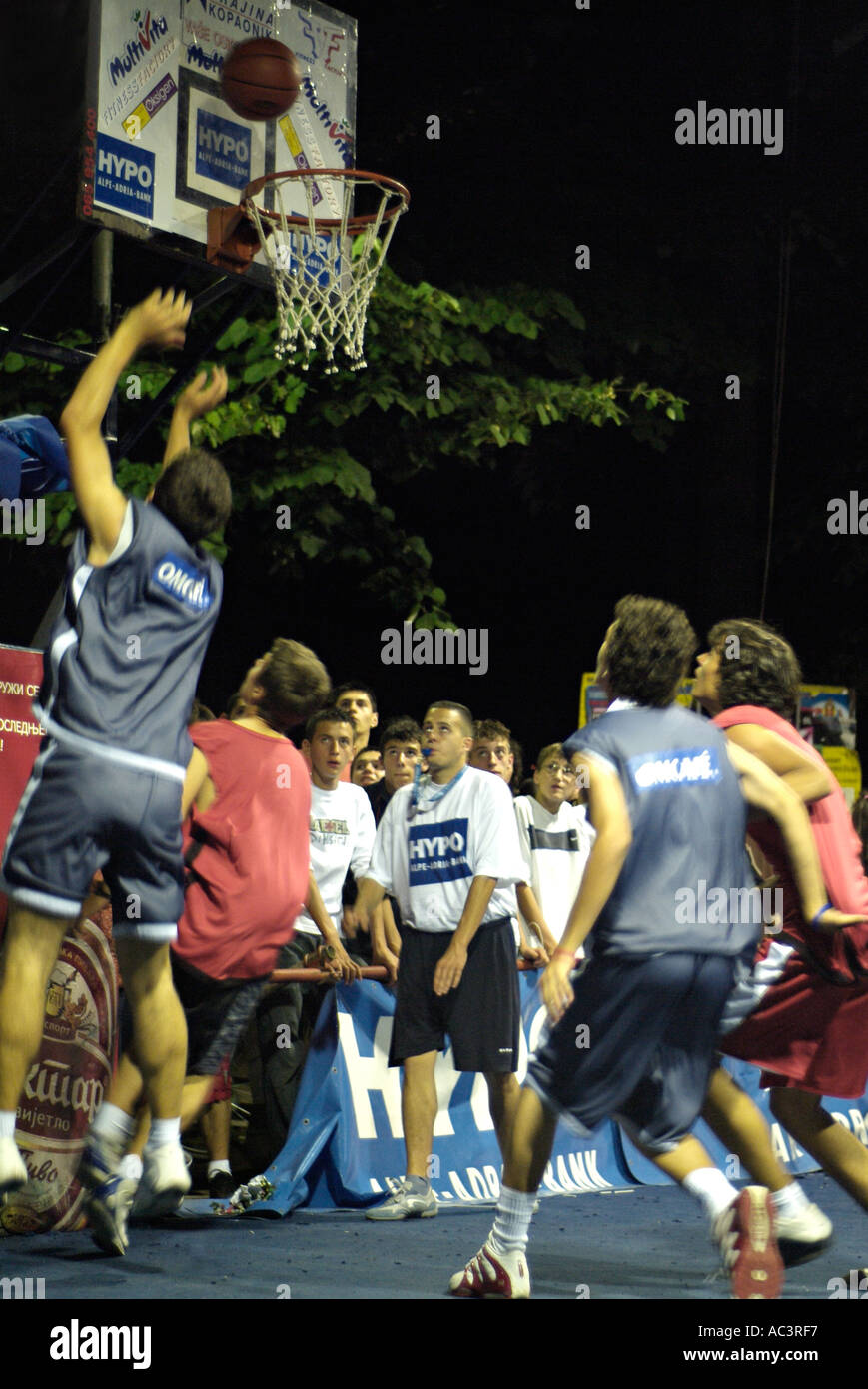 Streetball Competition Player Shooting Basketball Into Hoop Stock Photo ...
