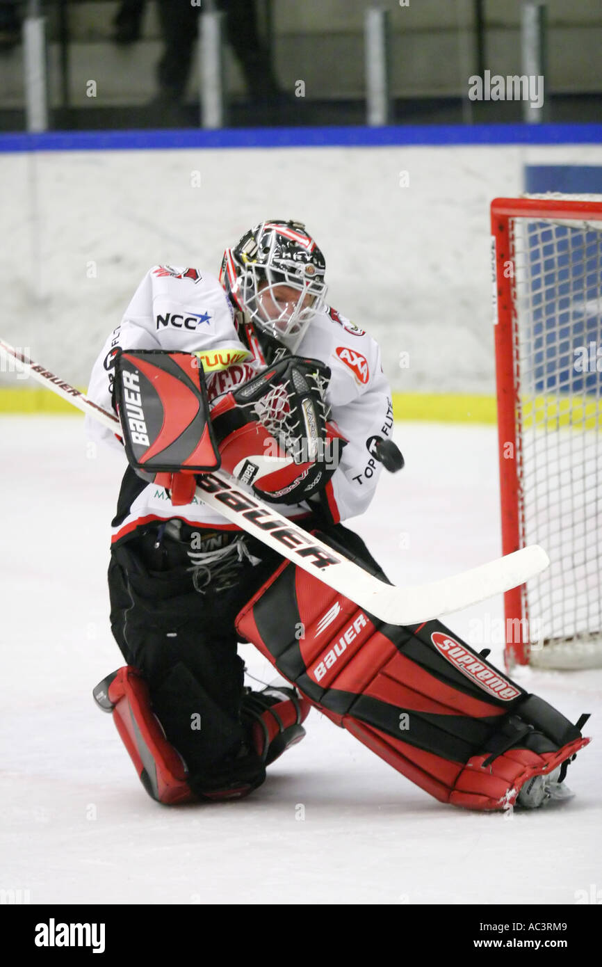 Corey Hirsch Canadian goalie in Malmo Redhawks Sweden Stock Photo - Alamy