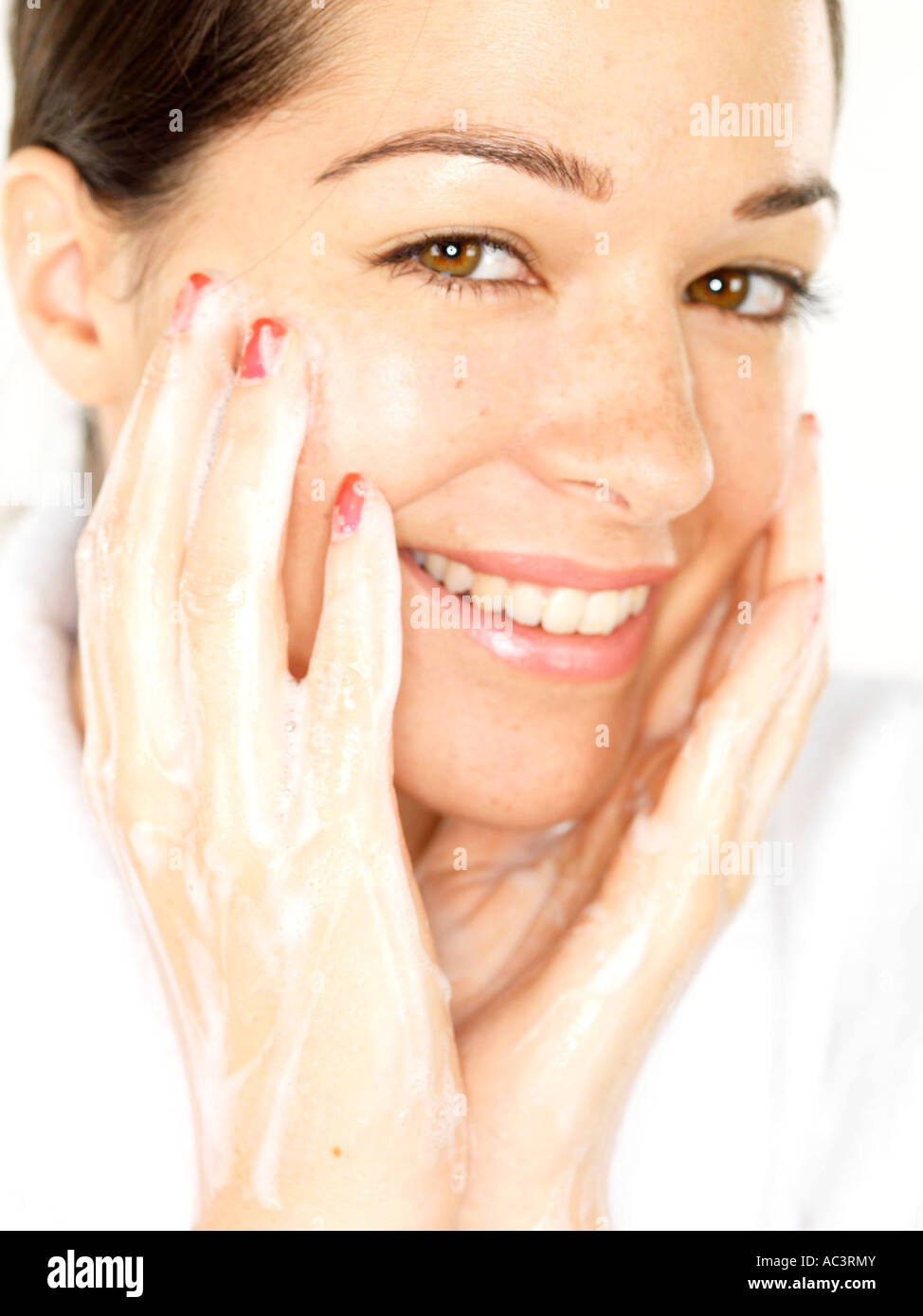 Young Woman Washing Face Model Released Stock Photo - Alamy