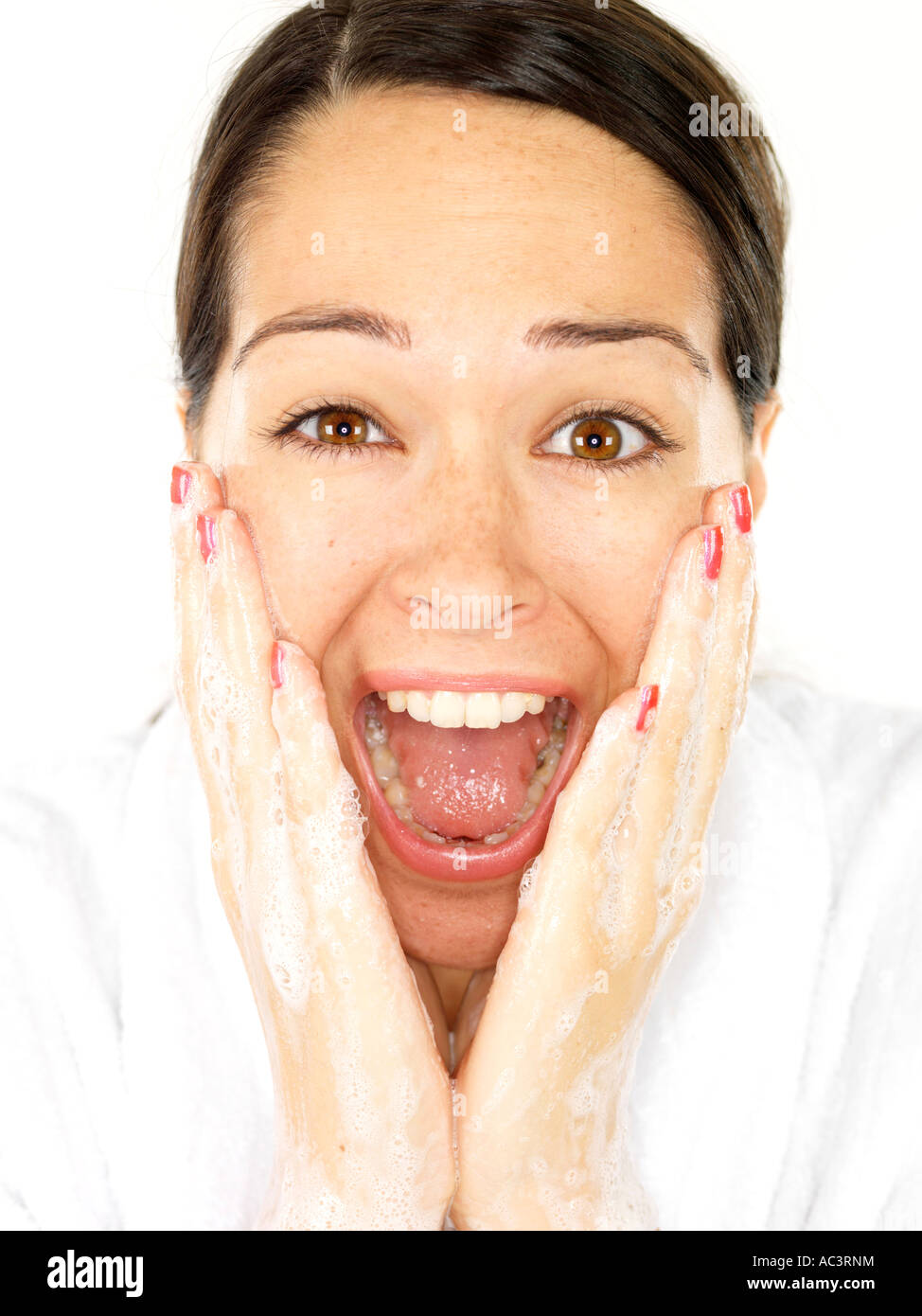 Young Woman Washing Face Model Released Stock Photo - Alamy