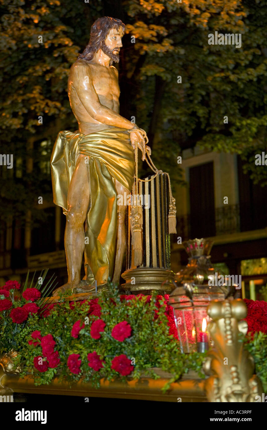 Religious float at night, Gran Via, Bilbao, Pais Vasco (Basque Country ...