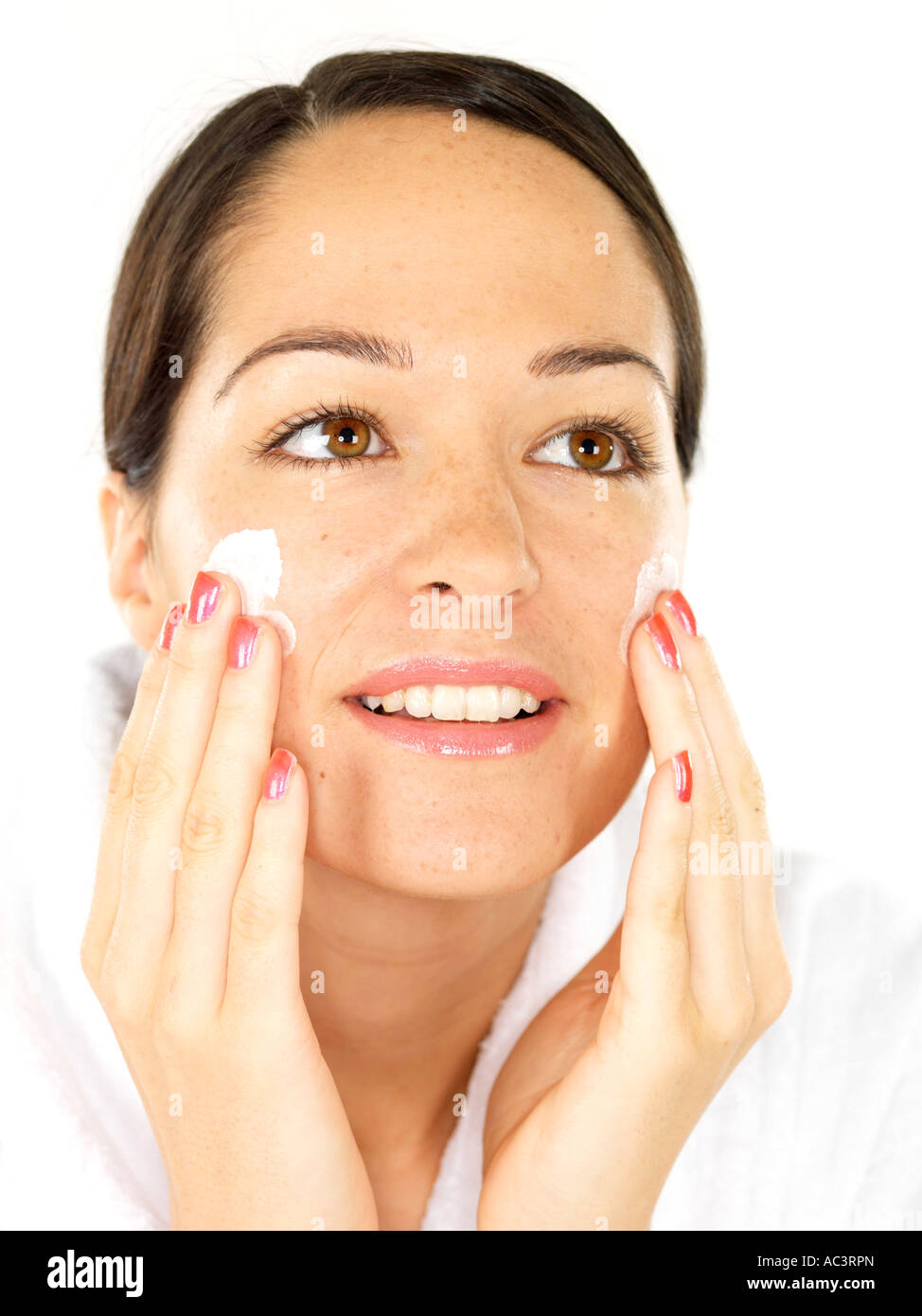 Young Woman Applying Moisturiser Model Released Stock Photo - Alamy