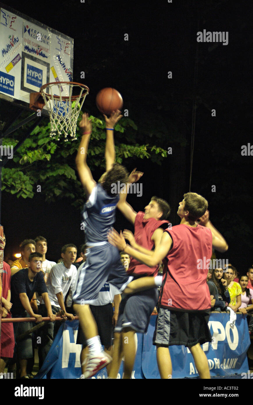 Streetball Competition Player Shooting Basketball Into Hoop Stock Photo ...
