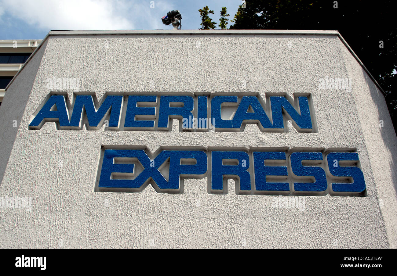 The American Express sign at the entrance to their headquarters in ...