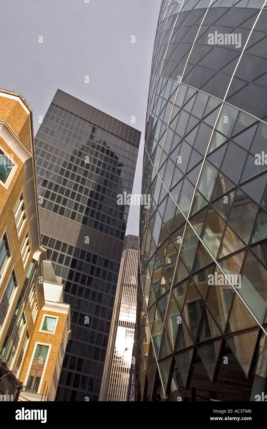 City of London high rise glass buildings of Swiss Re, 30 St Mary Axe ...